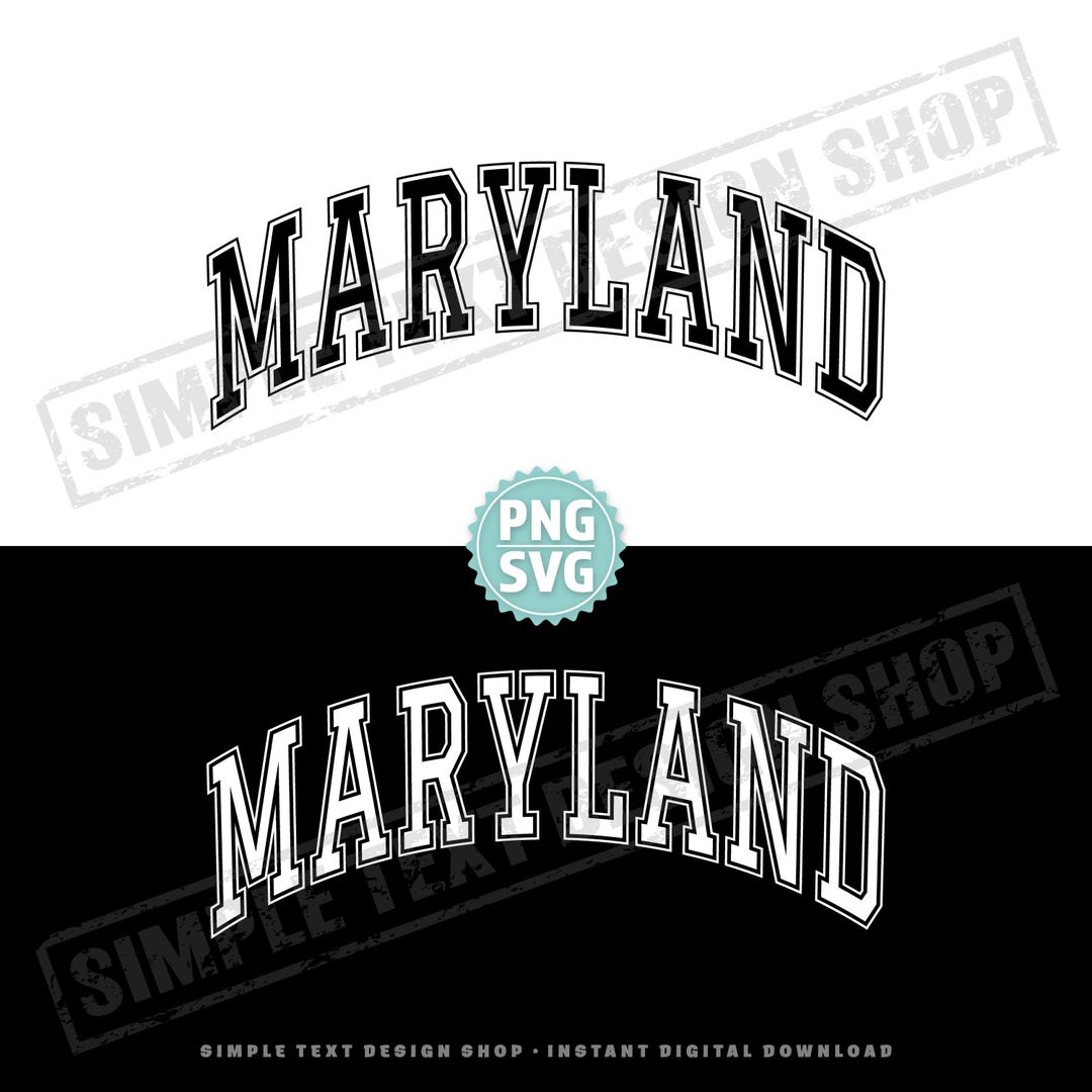 Maryland State Arched Vintage Text Design SVG PNG, Graduate Font ...