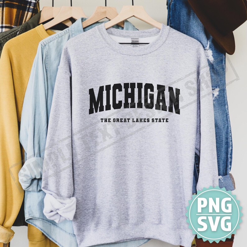 Michigan the Great Lakes State SVG & PNG, Varsity Png, Varsity Font ...