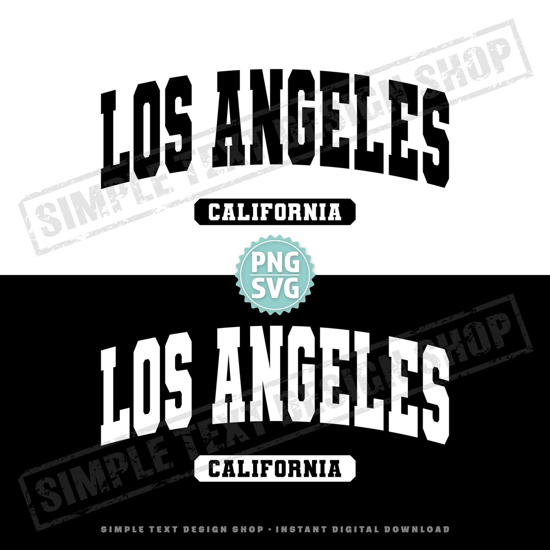 Los Angeles California State SVG & PNG, Los Angeles Varsity Text Png ...