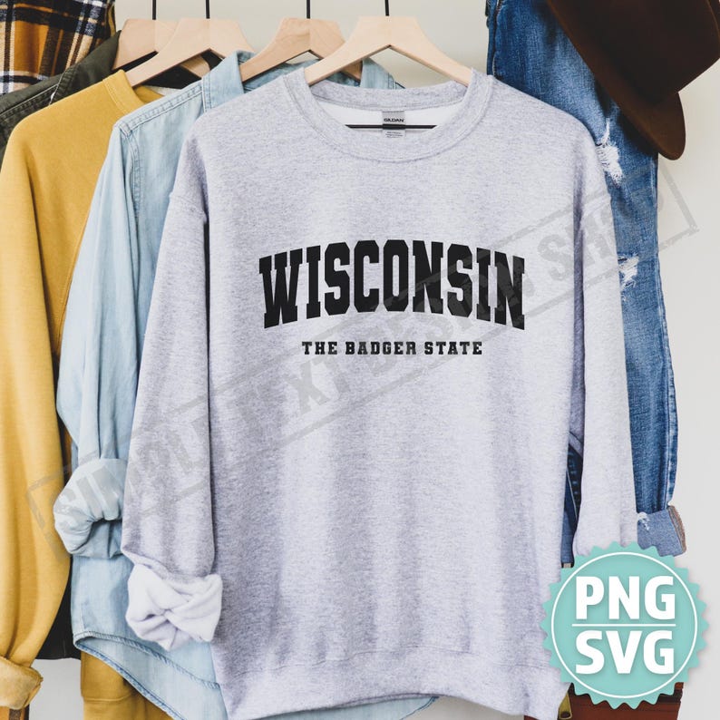 Wisconsin the Badger State SVG & PNG, Varsity Png, Varsity Font Designs ...