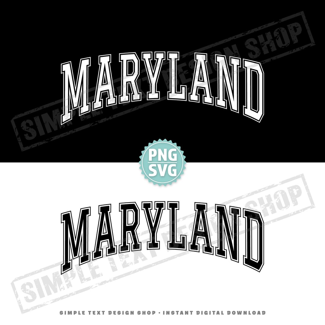 Maryland State PNG SVG Digital Files, Arched Graduate Font Designs, US ...