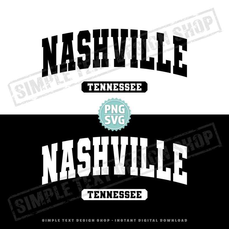 Nashville Tennessee State SVG & PNG, Nashville Varsity Text Png, USA ...