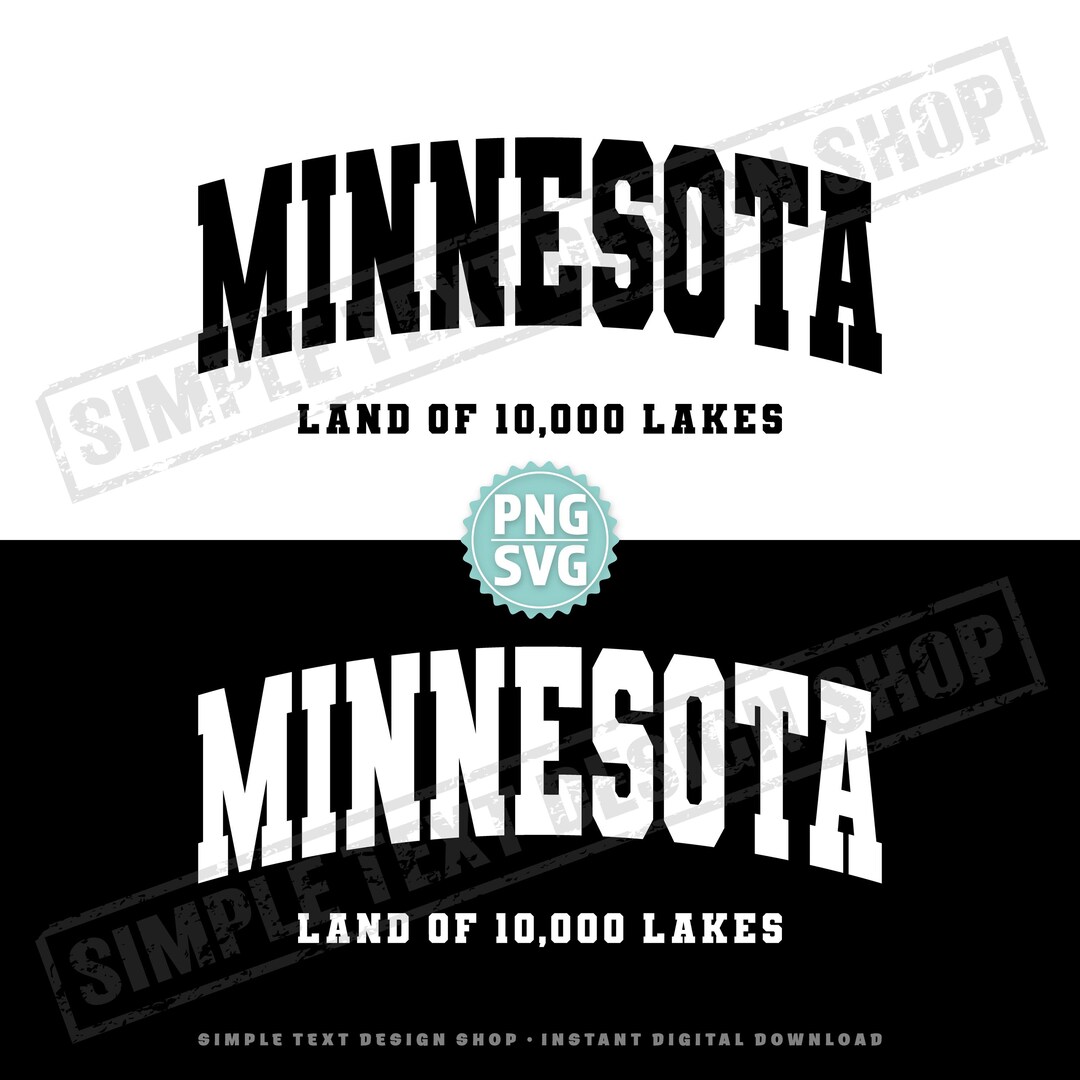 Minnesota Land of 10,000 Lakes SVG & PNG, Varsity Png, Varsity Font ...