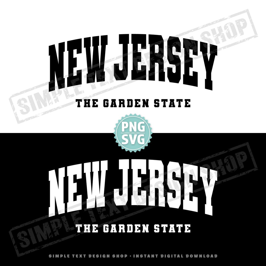 New Jersey the Garden State SVG & PNG, Varsity Png, Varsity Font ...
