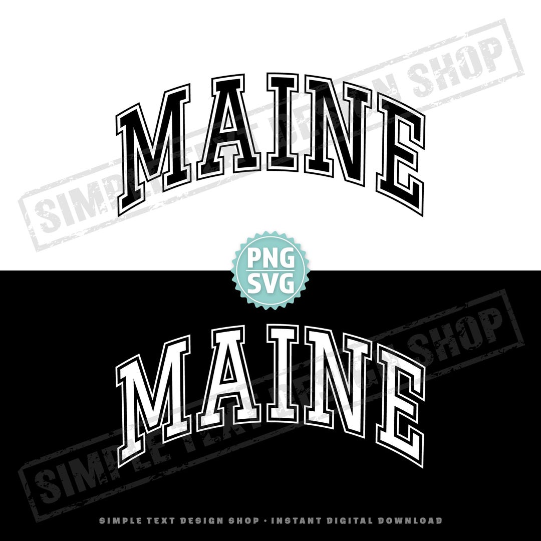 Maine State Arched Vintage Text Design SVG PNG, Graduate Font Designs ...