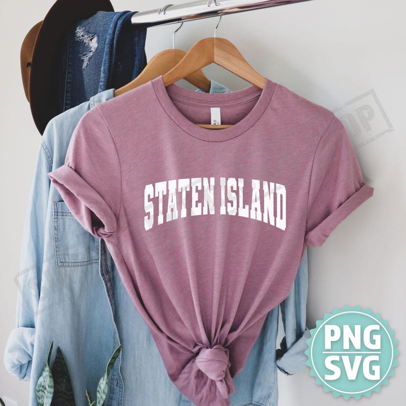 Staten Island SVG + PNG Digital Files, Arched Varsity Font Designs, NYC ...
