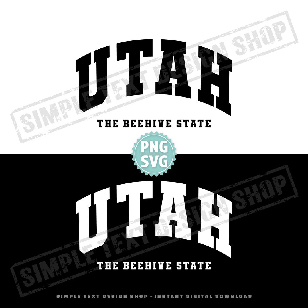 Utah the Beehive State PNG SVG, US States Svg, Arched Varsity Font ...