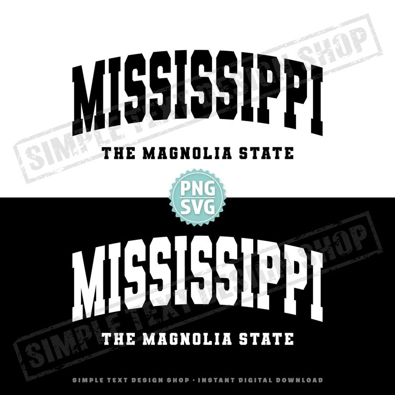 Mississippi the Magnolia State SVG & PNG, Varsity Png, Varsity Font ...