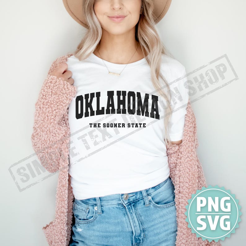 Oklahoma the Sooner State SVG & PNG, Varsity Png, Varsity Font Designs ...