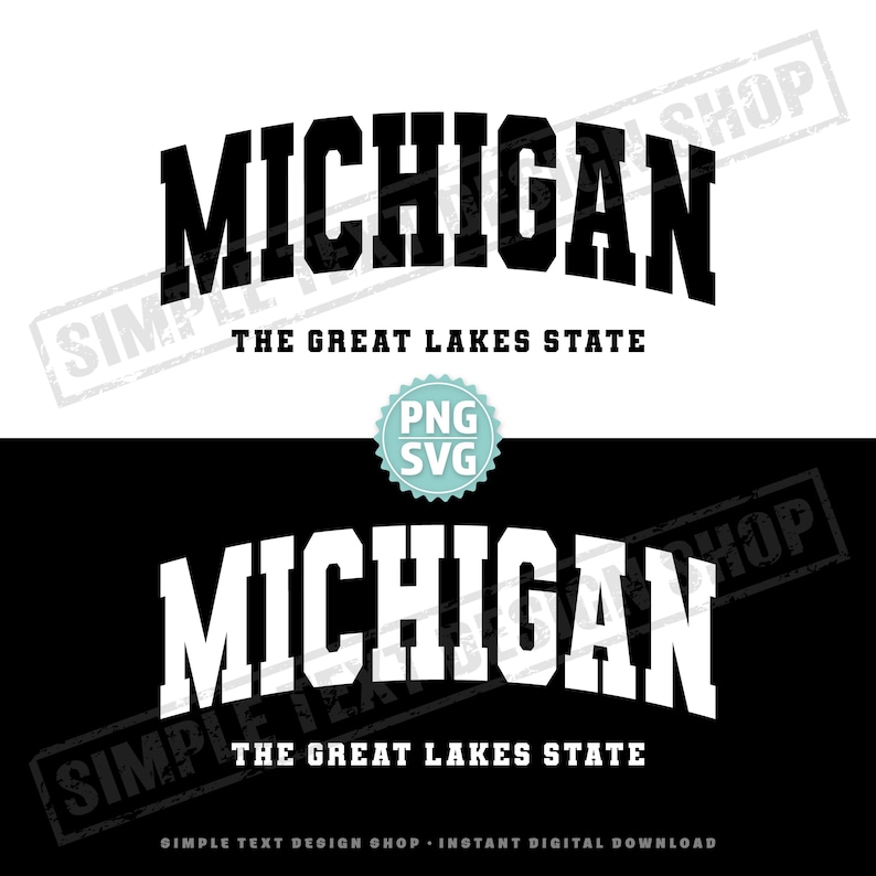 Michigan the Great Lakes State SVG & PNG, Varsity Png, Varsity Font ...