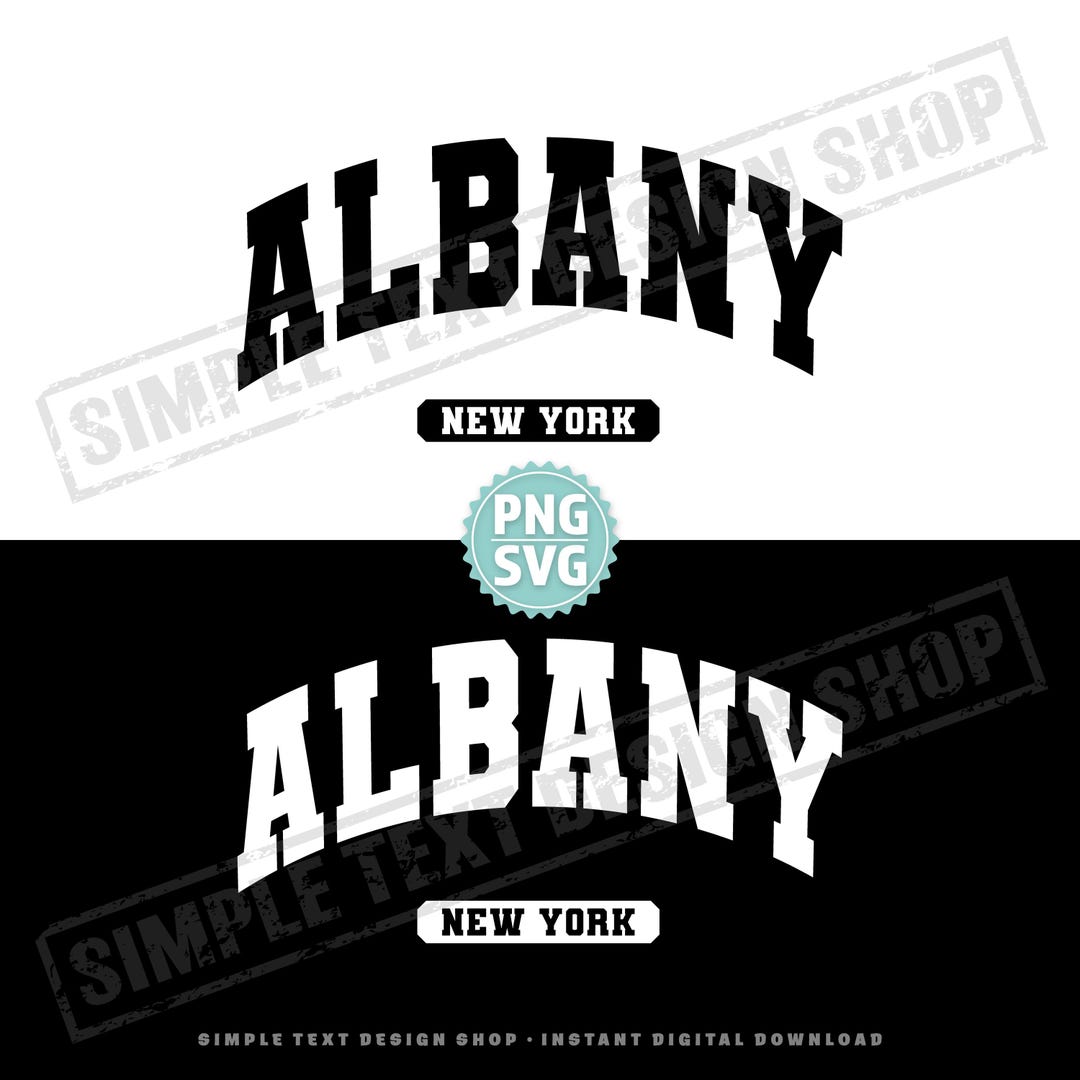 Albany New York State Png & Svg, Arched Varsity Font Designs Png ...