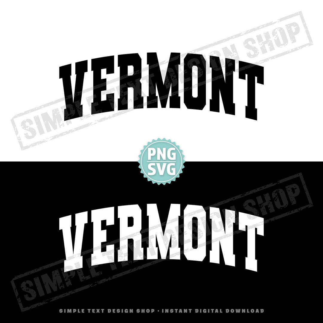 Vermont State SVG & PNG, Varsity Png, Varsity Font Designs, America ...