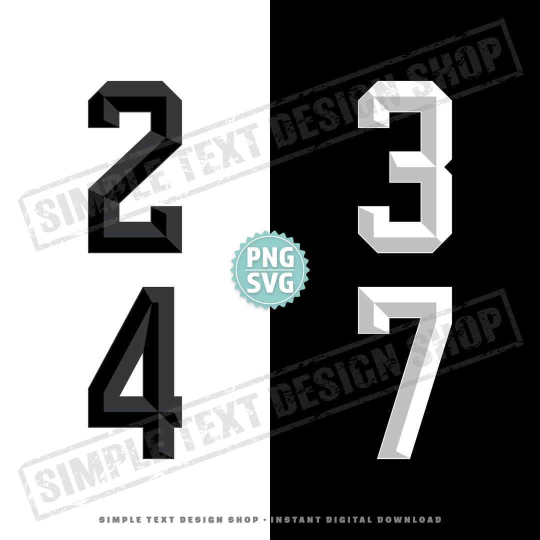 Jersey Numbers 0-9 With Shade PNG SVG EPS Digital Files Download ...
