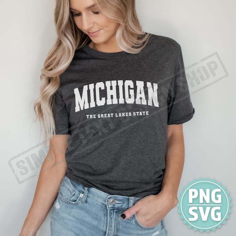 Michigan the Great Lakes State SVG & PNG, Varsity Png, Varsity Font ...