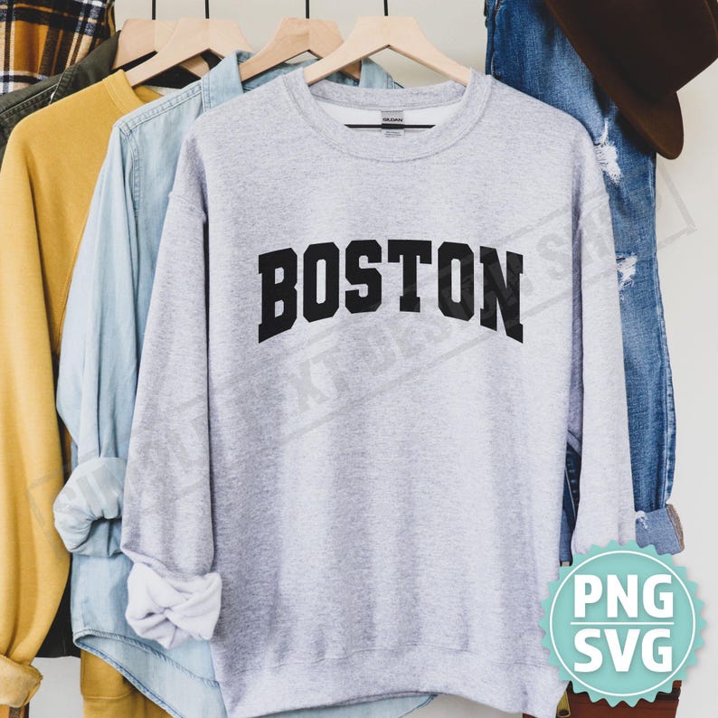 Boston PNG SVG Digital Files, Arched Varsity Font Designs, USA Homeland ...