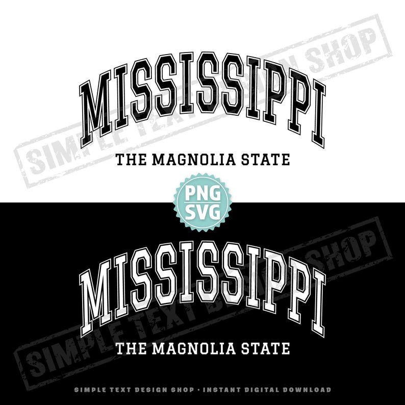 Mississippi the Magnolia State SVG PNG, Arched Graduate Font Designs ...