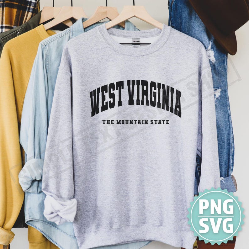 West Virginia the Mountain State PNG SVG, US States Svg, Arched Varsity ...
