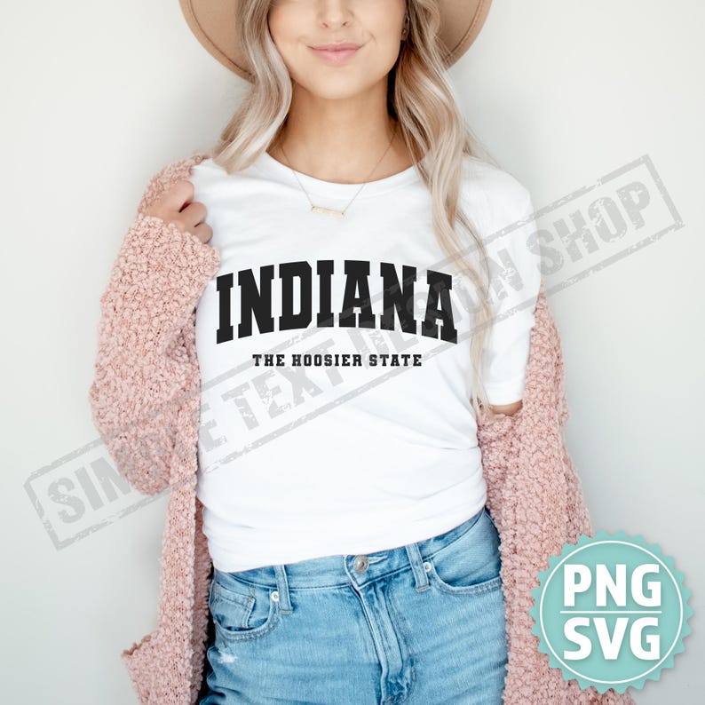 Indiana the Hoosier State SVG & PNG, Varsity Png, Varsity Font Designs ...