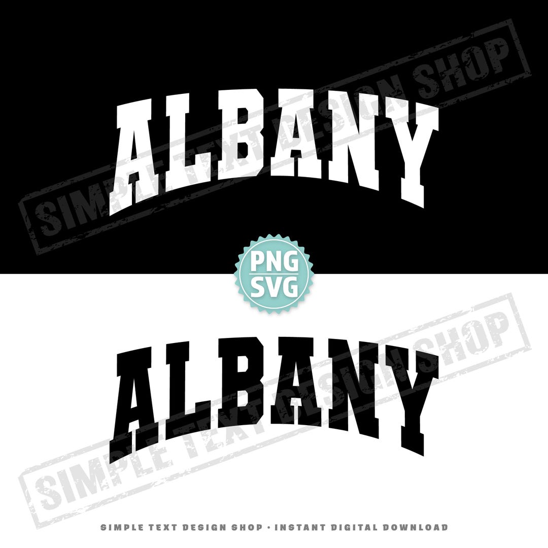 Albany SVG PNG Digital Files, Arched Varsity Font Designs, USA Homeland ...