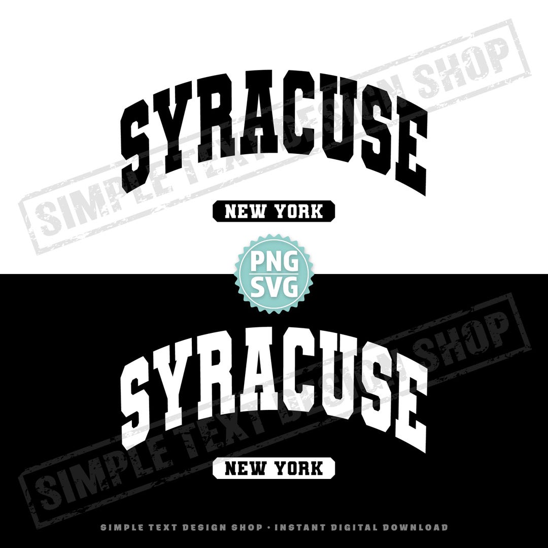 Syracuse New York State Png & Svg, Arched Varsity Font Designs Png ...