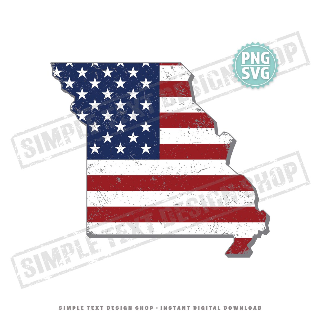 Missouri State + Flag of USA Svg & Png Digital Files, US States Map ...