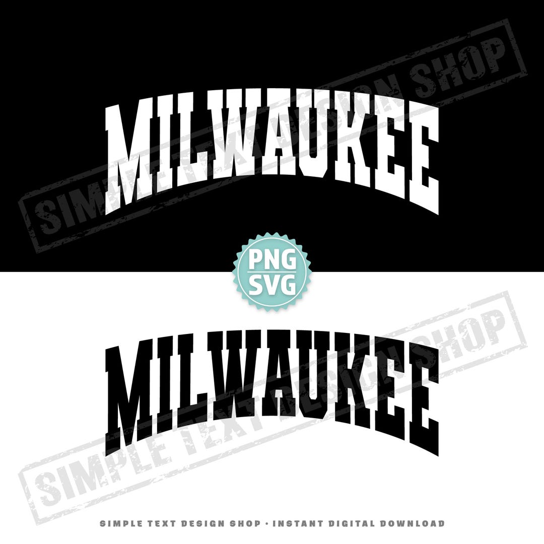 Milwaukee PNG SVG Digital Files, Arched Varsity Font Designs, USA ...