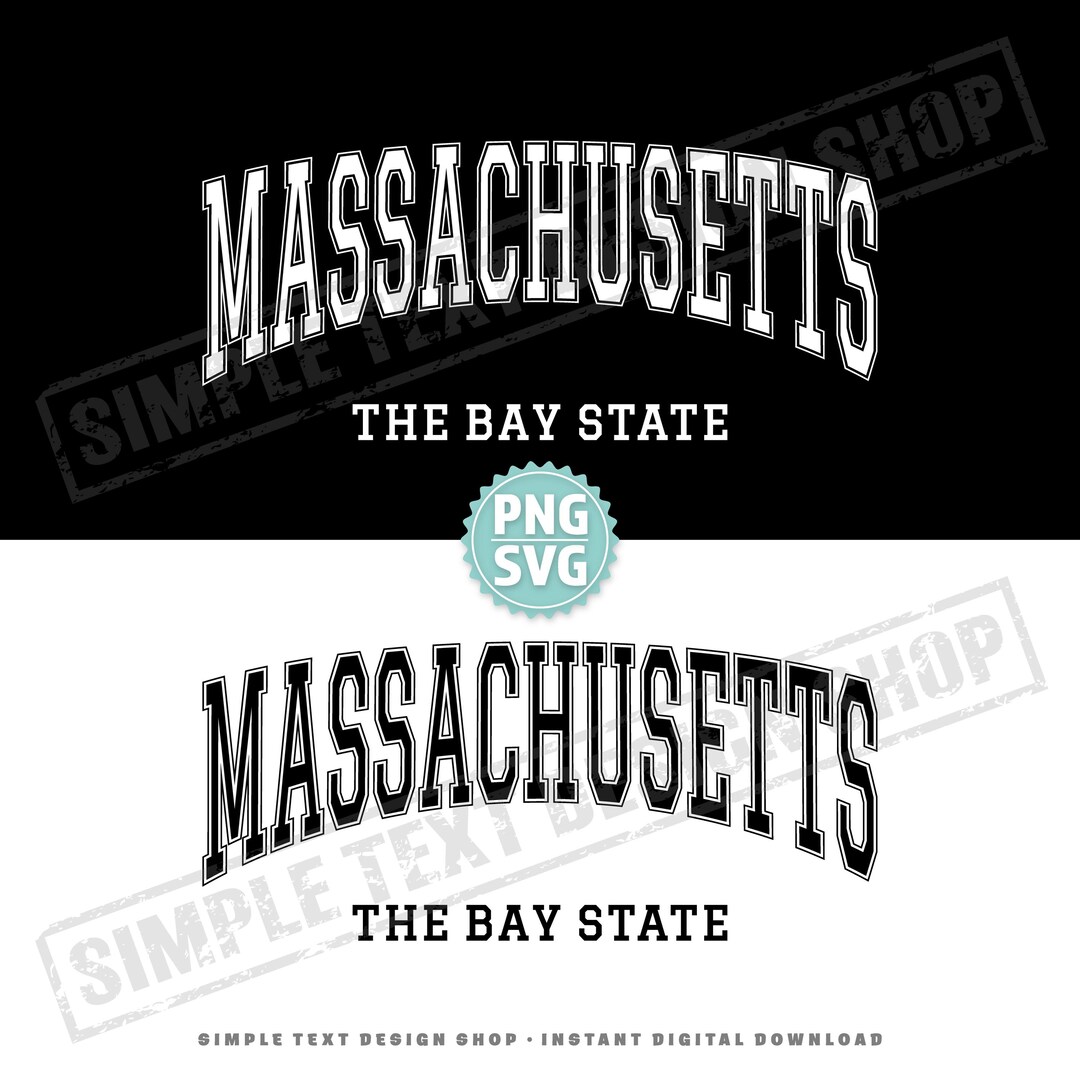 Massachusetts the Bay State PNG SVG Digital Files, Arched Graduate Font ...