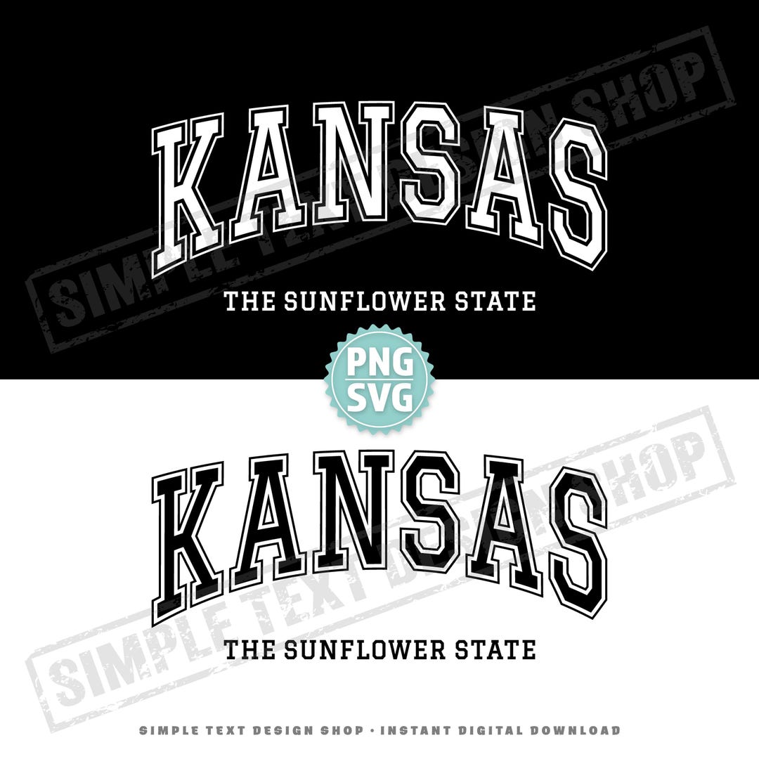 Kansas the Sunflower State PNG SVG Digital Files, Arched Graduate Font ...