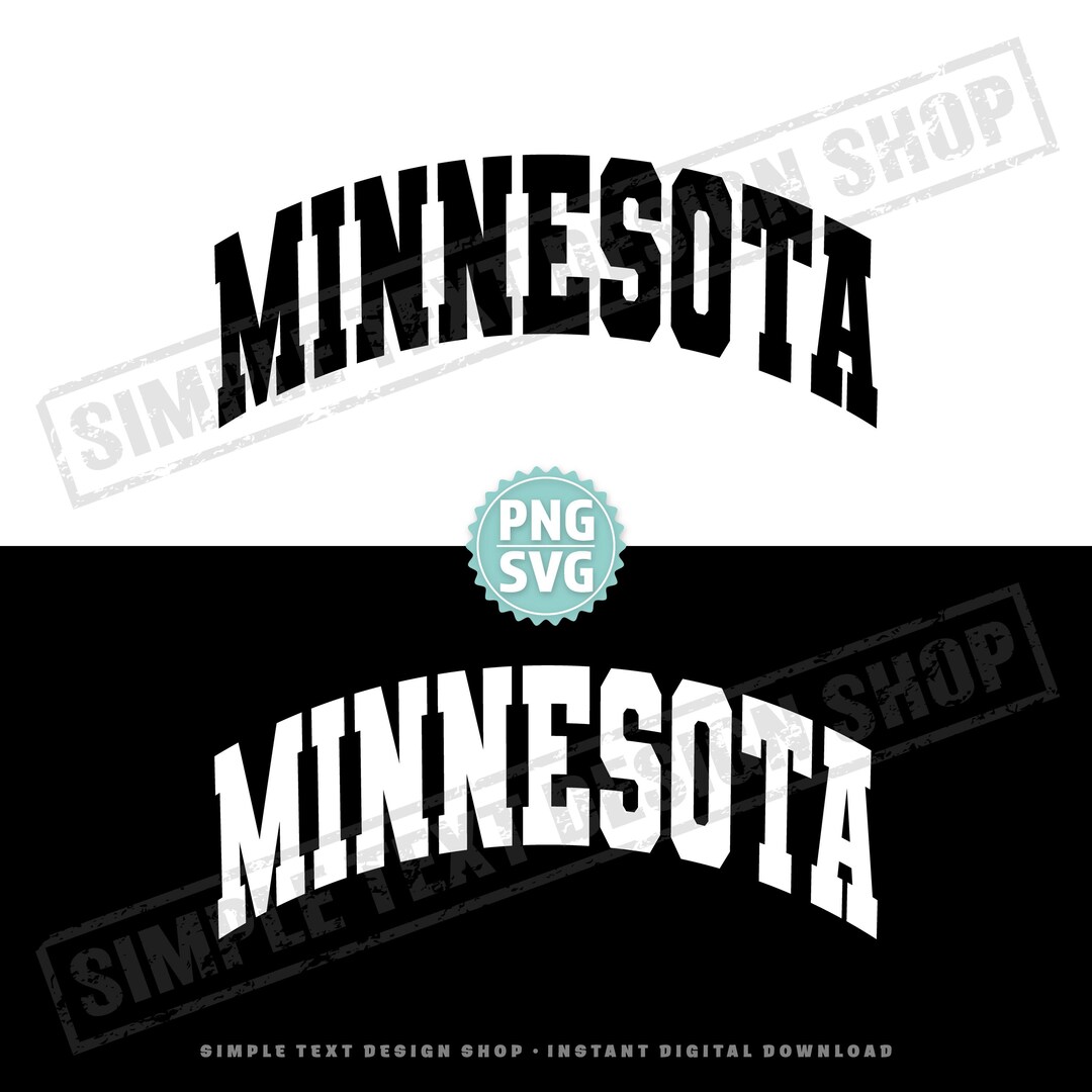 Minnesota State Arched Text Design PNG SVG, US States Svg, Varsity Font ...