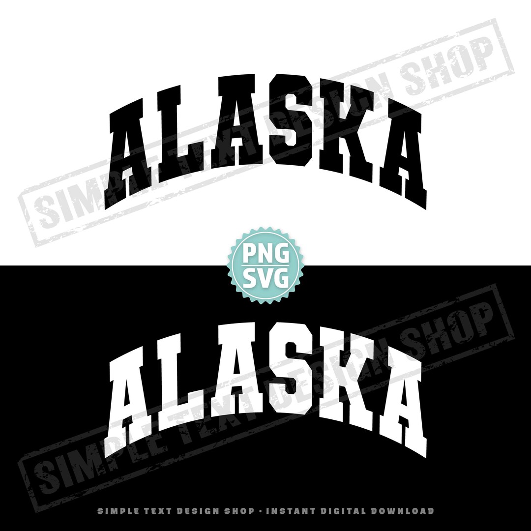 Alaska State Arched Text Design PNG SVG, US States Svg, Varsity Font ...