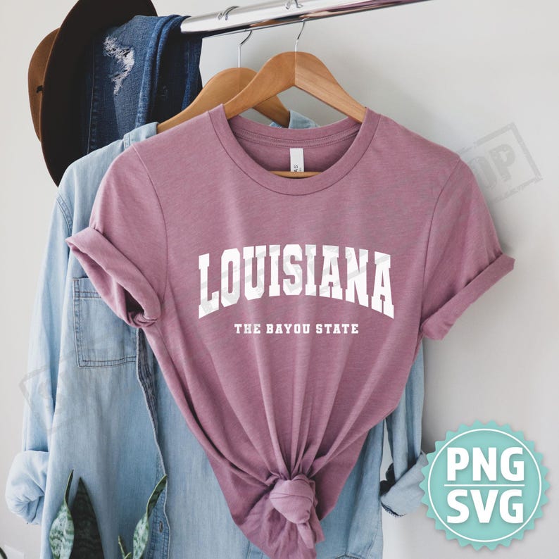 Louisiana the Bayou State SVG + PNG Digital Files, Arched Varsity Font ...