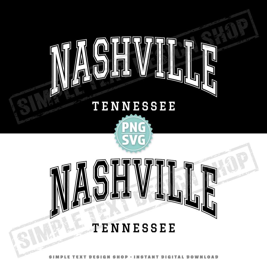 Nashville Tennessee State PNG SVG Digital Files, Arched Graduate Font ...