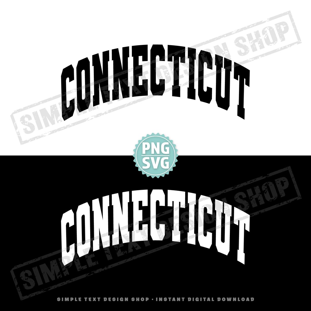 Connecticut State Arched Text Design PNG SVG, US States Svg, Varsity ...