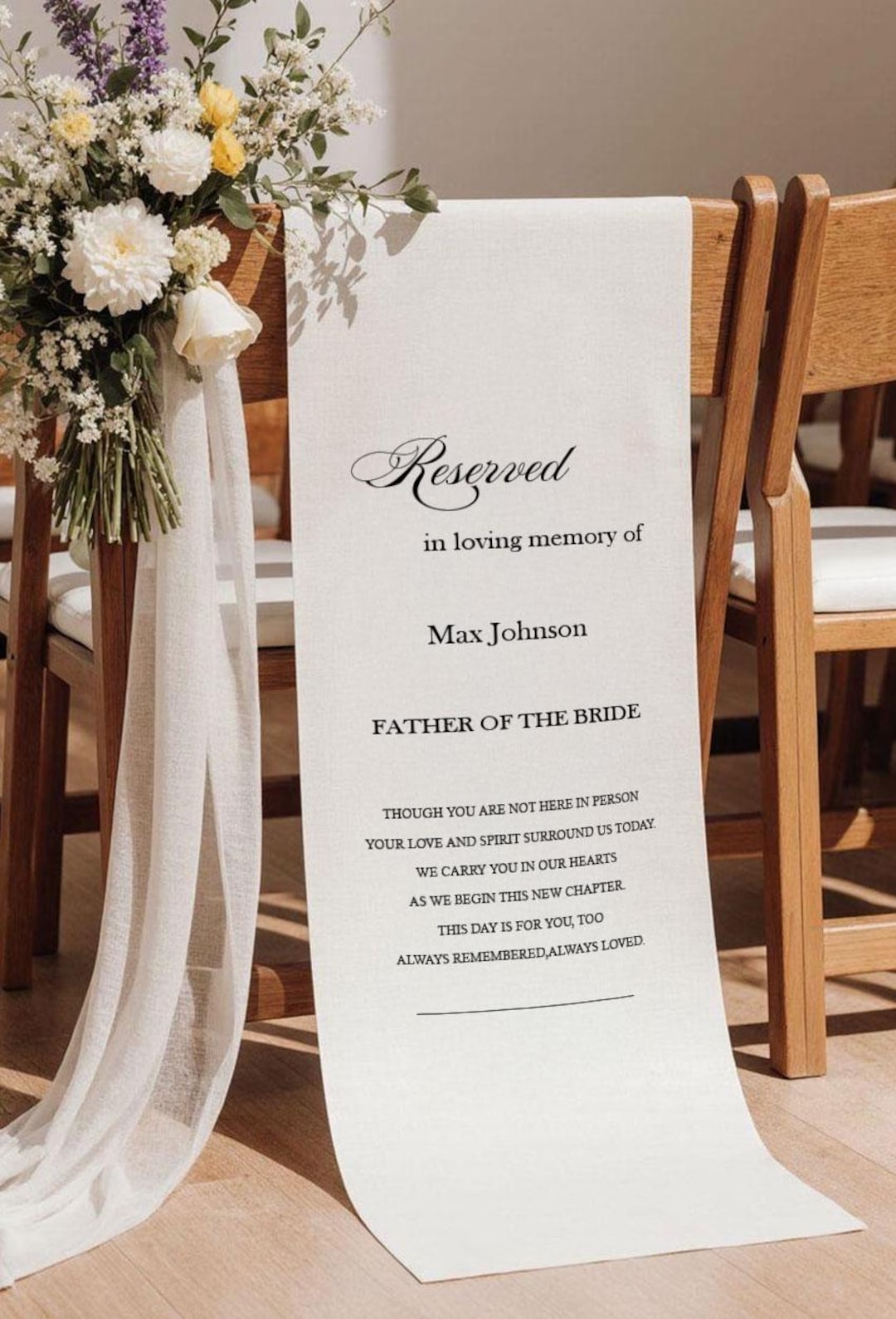 Reserved in Loving Memory Wedding Chair Sign, Personalized Memorial ...