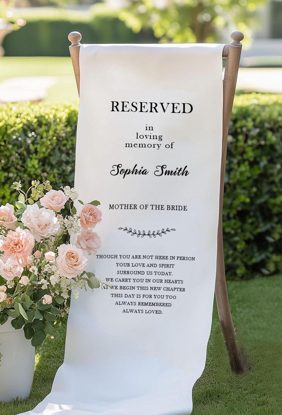 Reserved in Loving Memory Wedding Chair Sign, Personalized Memorial ...