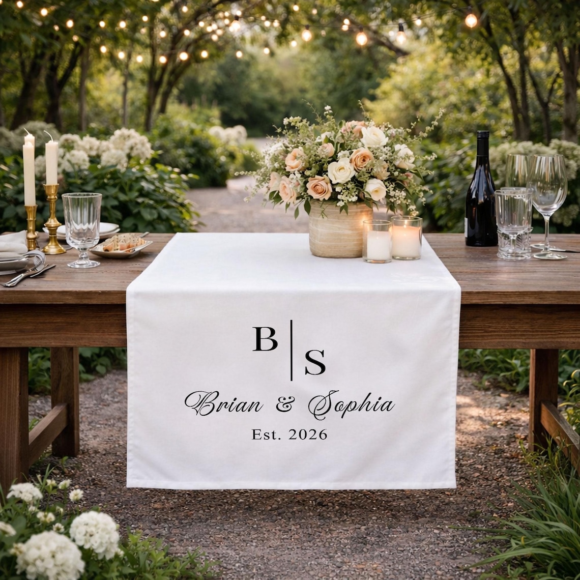 Personalized Wedding Table Runner With Monogram, Custom Linen ...