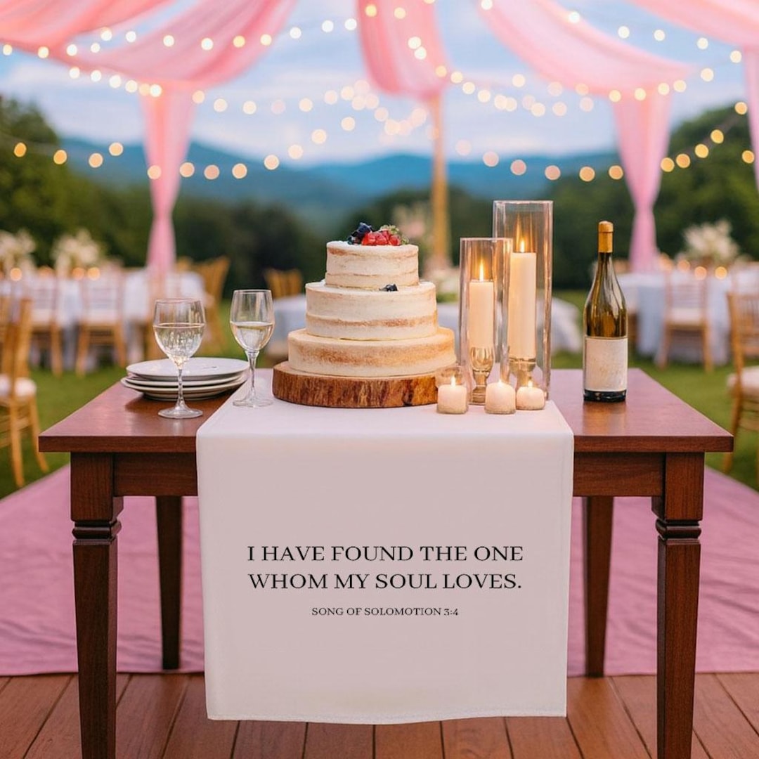 Bible Verse Linen Wedding Table Runner, Song of Solomon 3:4 Sweetheart ...