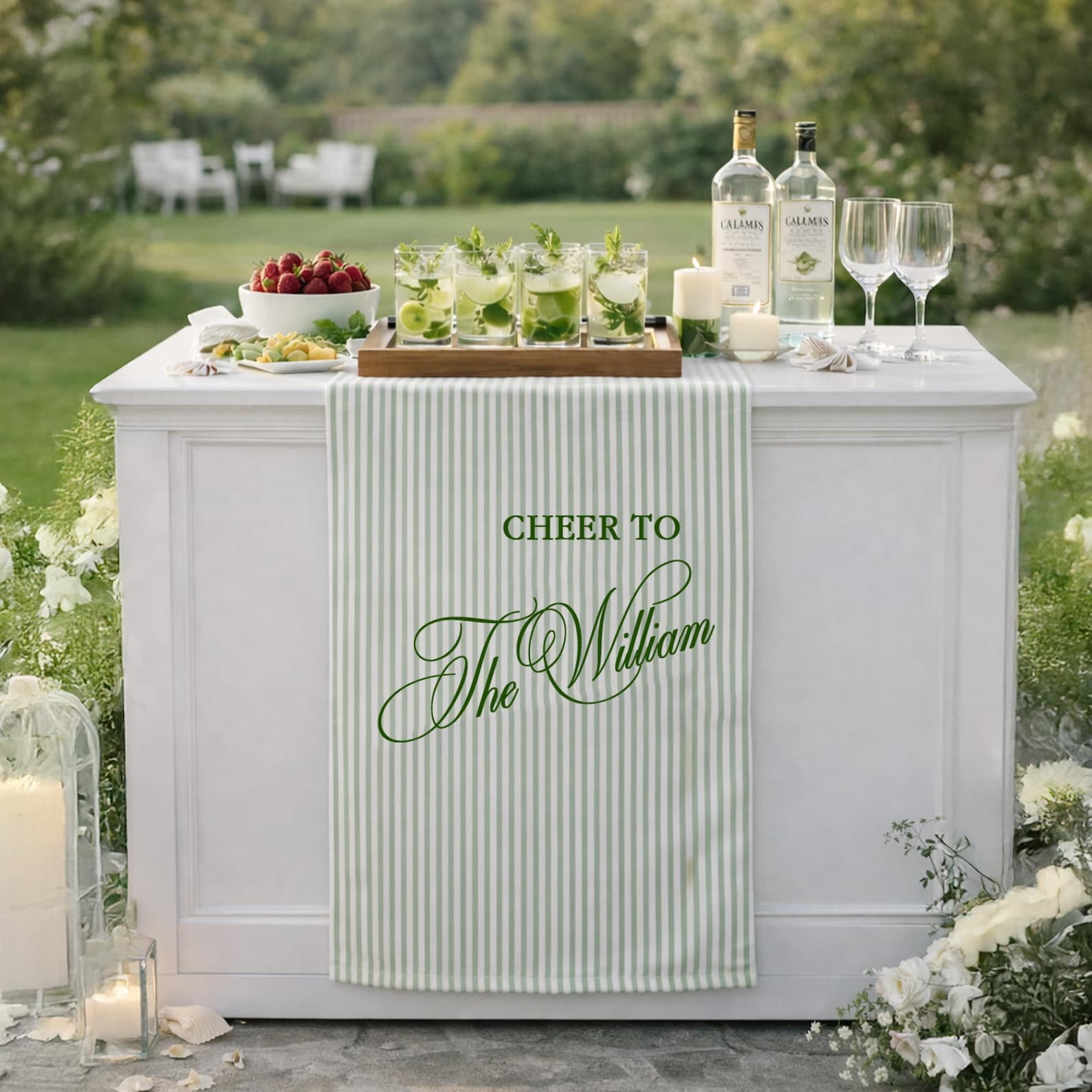 Personalized Linen Bar Sign Wedding Cheer Sign Custom Name Cocktail Bar ...