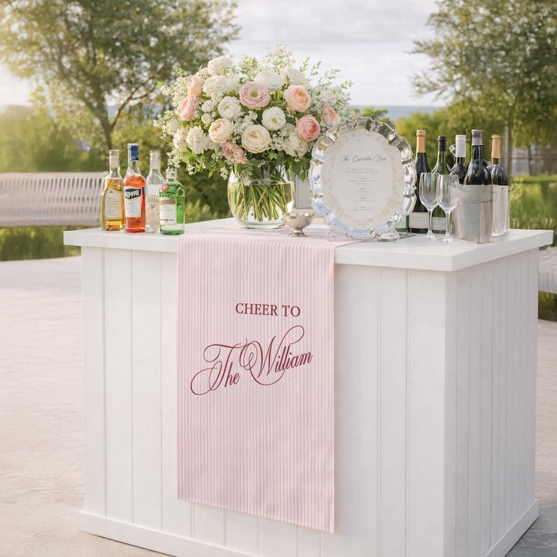 Personalized Linen Bar Sign Wedding Cheer Sign Custom Name Cocktail Bar ...