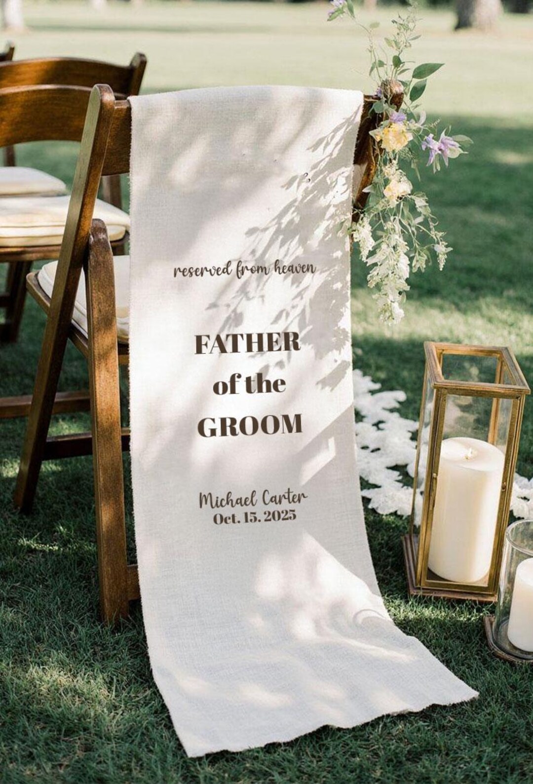 Reserved From Heaven Wedding Chair Sign, Custom Memorial Banner, Father ...