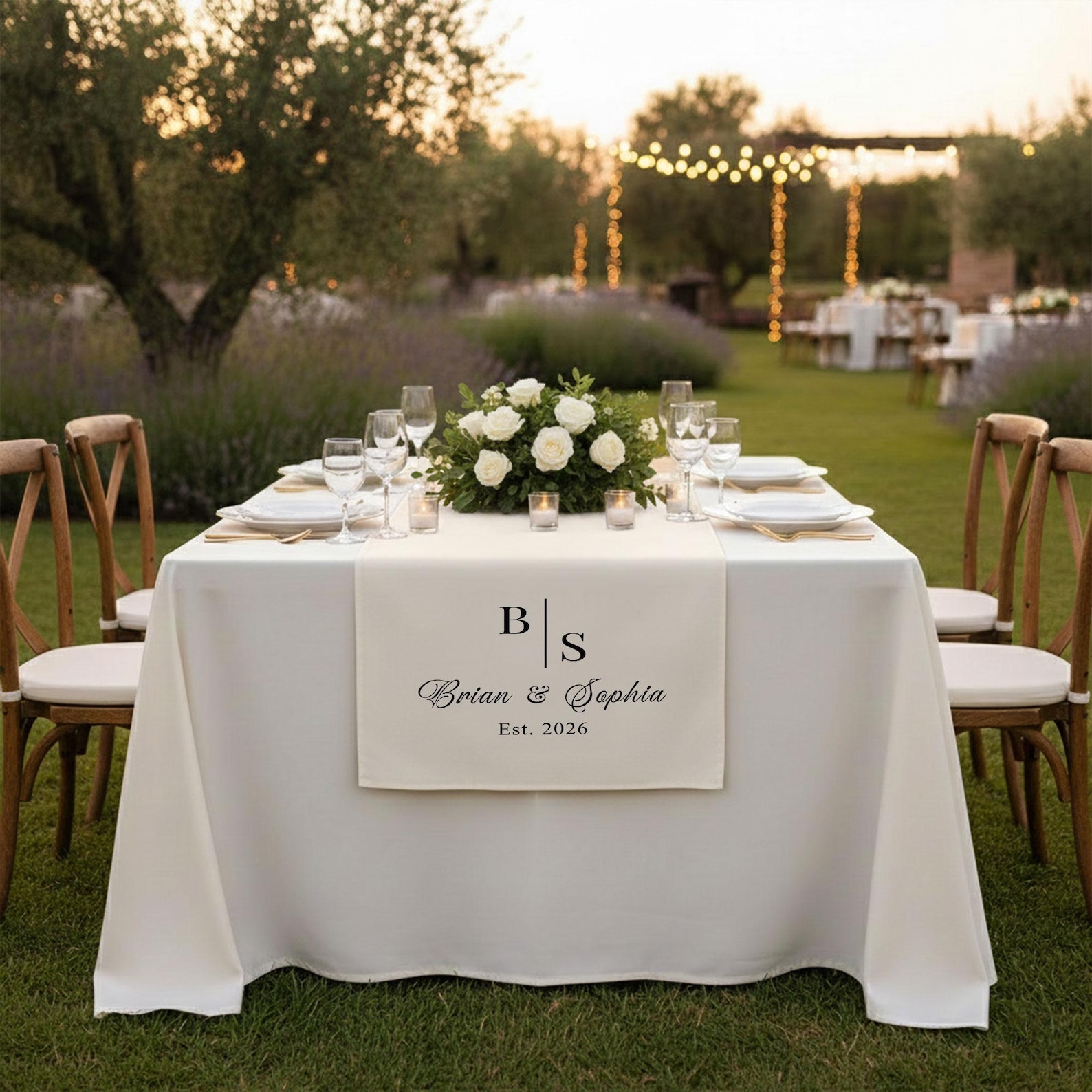 Personalized Wedding Table Runner With Monogram, Custom Linen ...