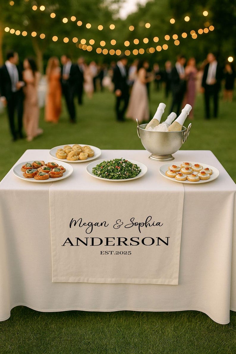 Custom Wedding Table Runner, Personalized Linen Banner, Elegant Family ...