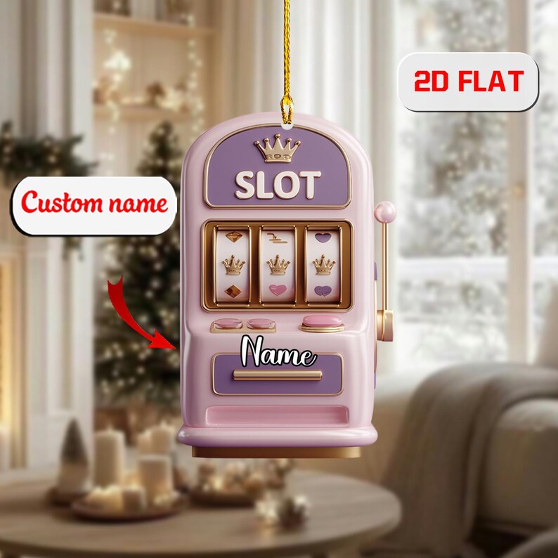 Personalized 2D Slot Machine Ornament, Custom Name Acrylic Casino ...