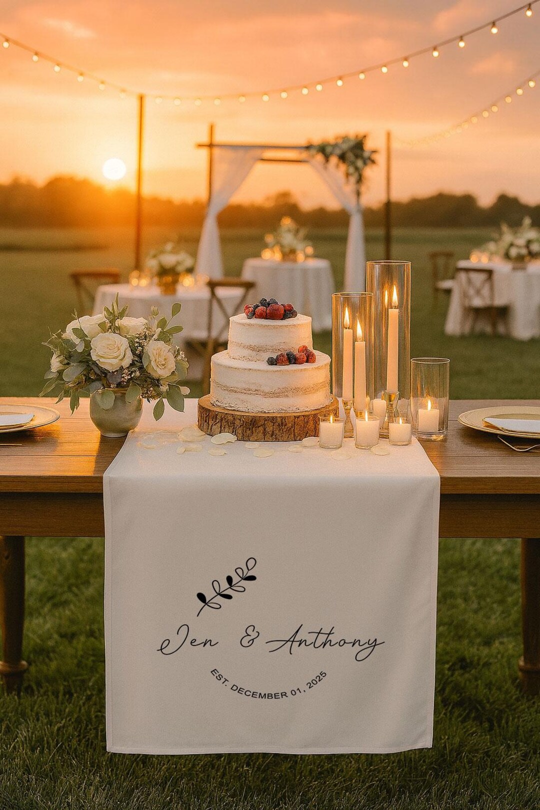 Custom Couple Name Linen Wedding Cake Table Runner - Etsy