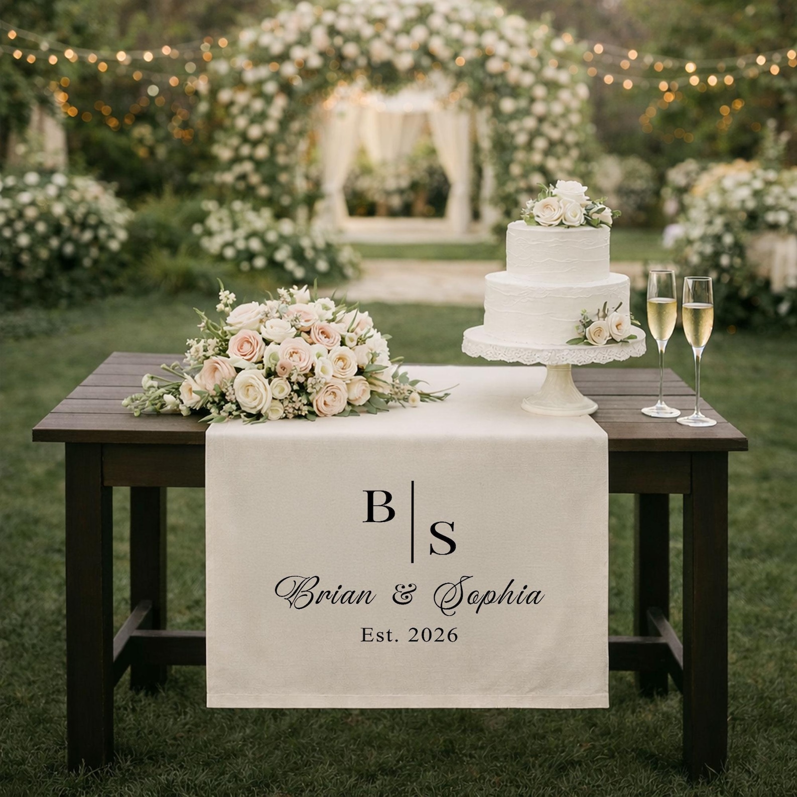 Personalized Wedding Table Runner With Monogram, Custom Linen ...