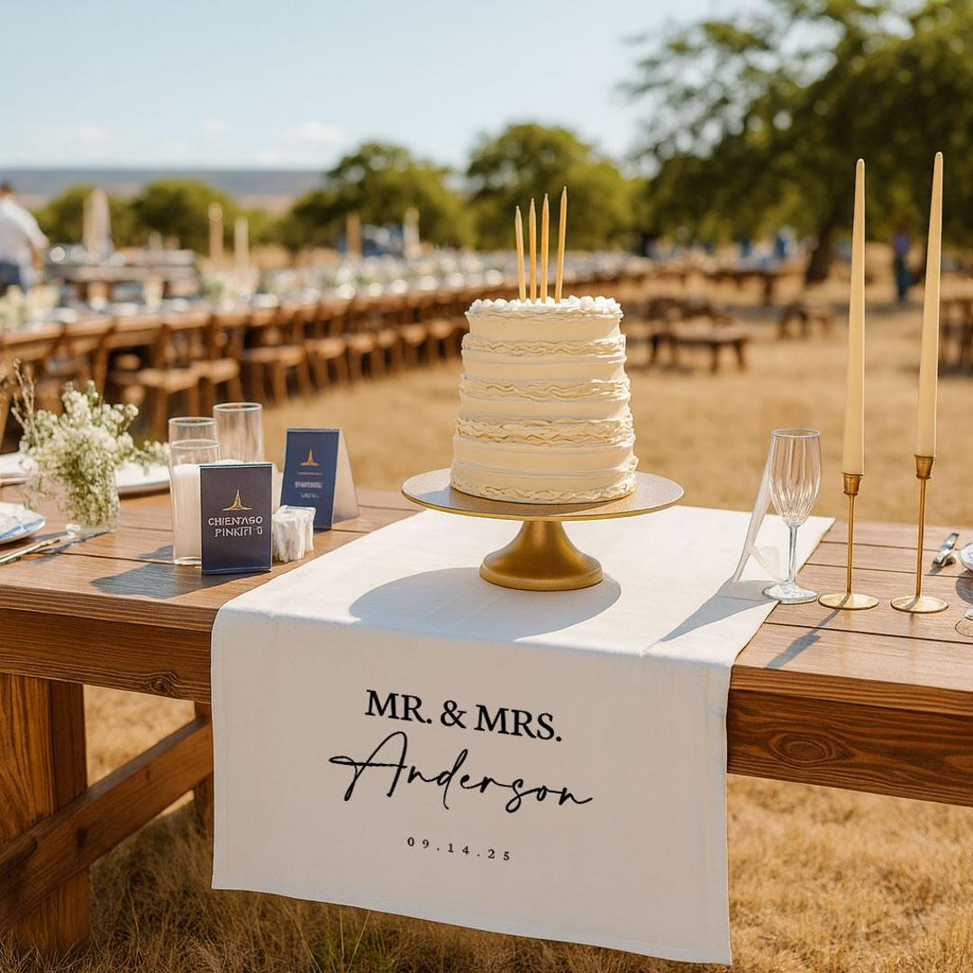 Wedding Table Runner, Personalized Last Name Sign, Custom Linen Wedding ...