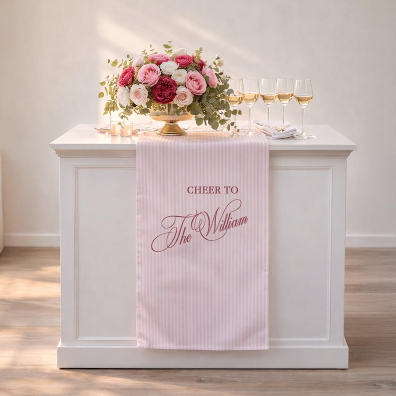 Personalized Linen Bar Sign Wedding Cheer Sign Custom Name Cocktail Bar ...