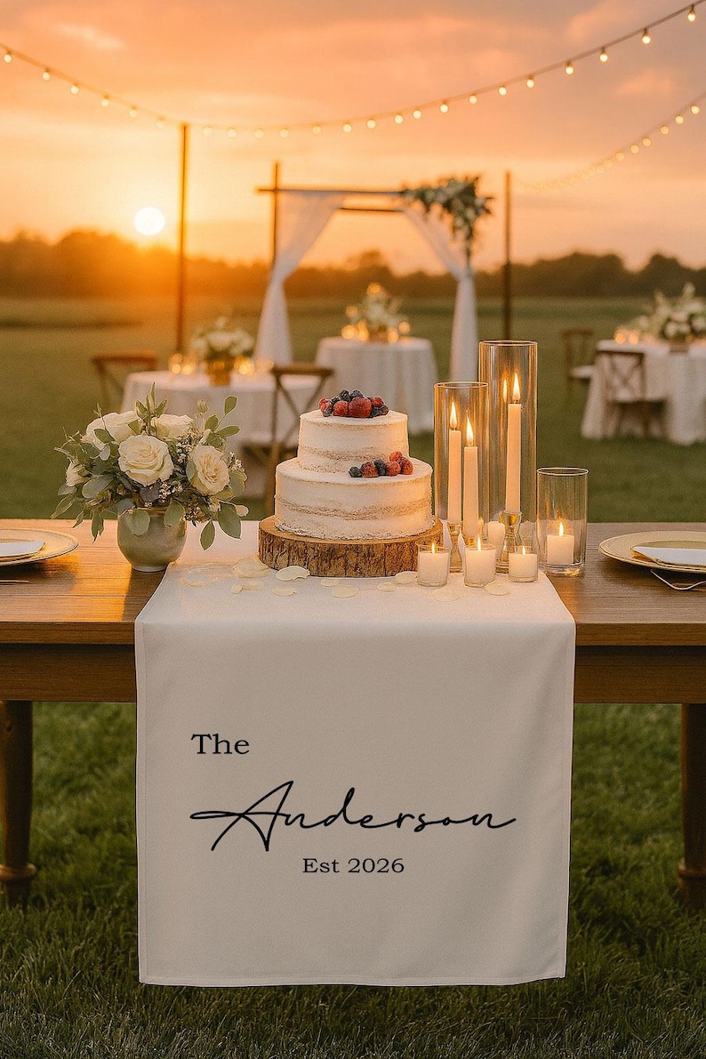 Personalized Wedding Table Runner Sign, Custom Last Name Sweetheart ...