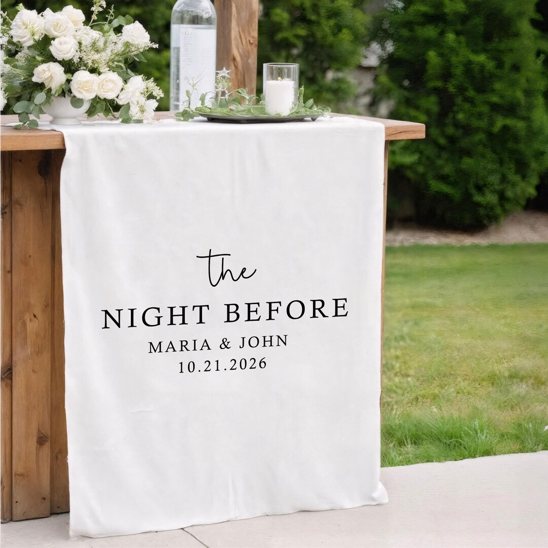 The Night Before Table Runner, Custom Rehearsal Dinner Banner ...