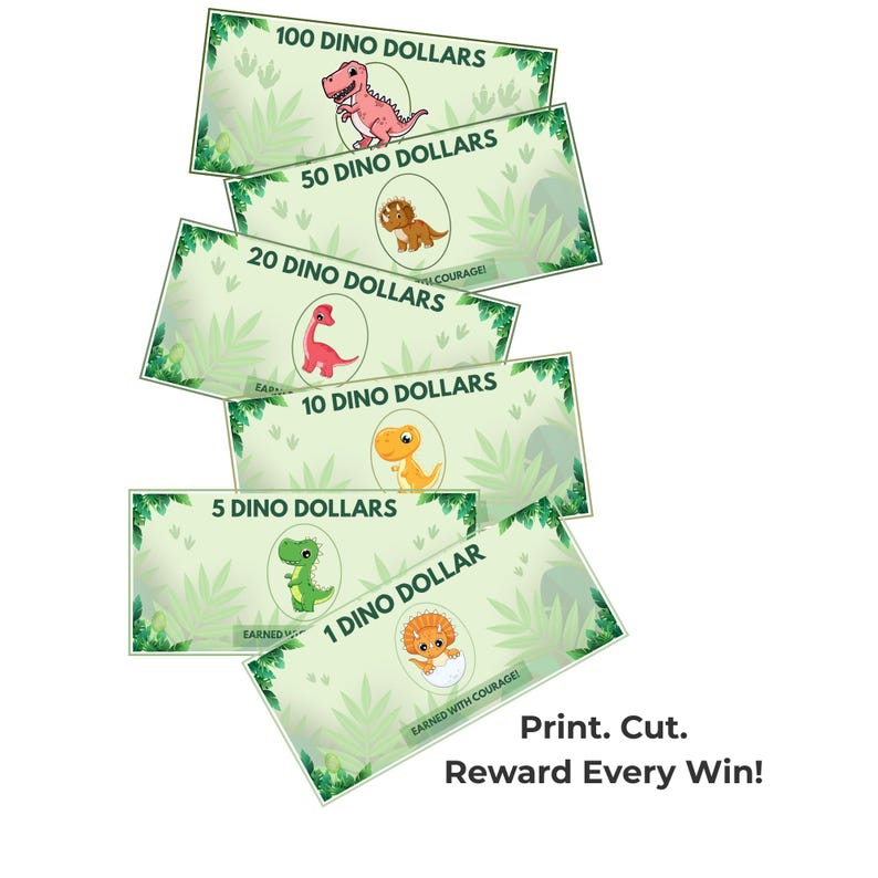 Dino Bucks Printable Play Money for Kids | Dinosaur Reward System ...